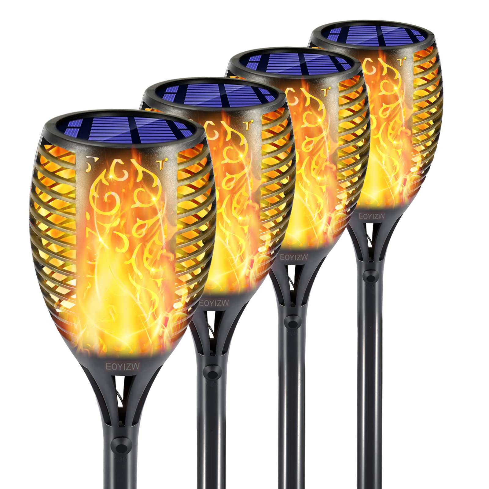 EOYIZW Solar Lights Outdoor 4 Pack, 99 LEDs Solar Torch Light with Fli ...
